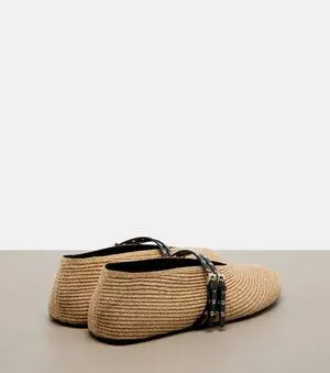 Alaïa Woven Leather-trimmed Ballet Flats - Beige