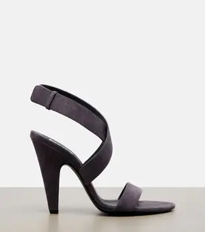 Alaïa Suede Cone Heel Sandals - Grey