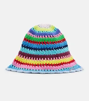 GANNI Crochet Cotton Bucket Hat - Multicoloured
