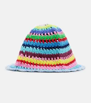 GANNI Crochet Cotton Bucket Hat - Multicoloured