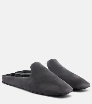 Max Mara Logo Suede Mules - Grey