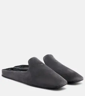 Max Mara MAX MARA Logo Suede Mules Grey