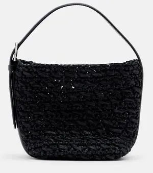 TOTEME Toteme Belted Small Raffia Top Handle Bag Black