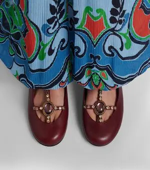 Etro Embellished Leather Slingback Flats