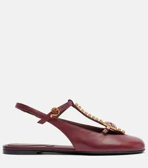 Etro Embellished Leather Slingback Flats