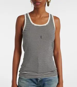Saint Laurent Cassandre Cotton Jersey Tank Top - Black
