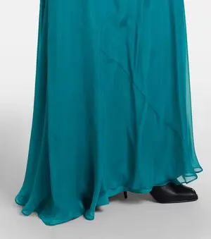 Alexander McQueen Draped Silk Chiffon Bustier Gown