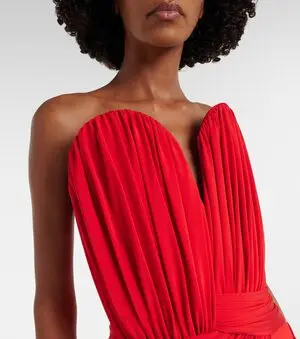 Stella McCartney Draped Crêpe Jersey Bustier Dress In Lipstick