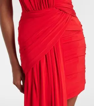Stella McCartney Draped Crêpe Jersey Bustier Dress In Lipstick