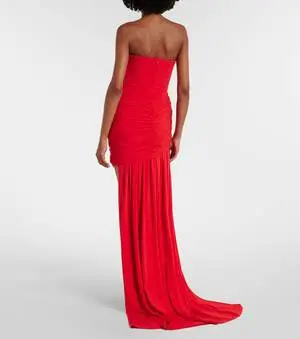 Stella McCartney Draped Crêpe Jersey Bustier Dress In Lipstick