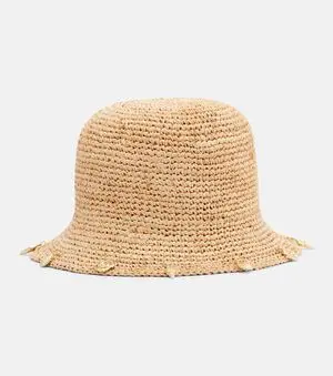 Oseree Embellished Raffia Bucket Hat
