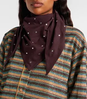 Oseree Embellished Cotton And Silk Scarf