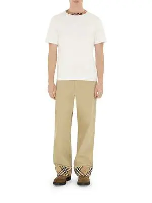 Burberry Gabardine Trousers With Embroidered Detail