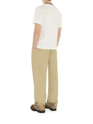 Burberry Gabardine Trousers With Embroidered Detail