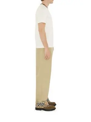 Burberry Gabardine Trousers With Embroidered Detail