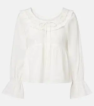 Posse Danielle Lace-trimmed Cotton Blouse Vintage - White