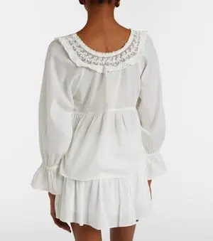 Posse Danielle Lace-trimmed Cotton Blouse Vintage - White