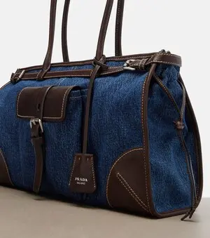Prada Bonnie Large Denim Shoulder Bag