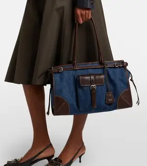 Prada Bonnie Large Denim Shoulder Bag