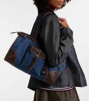 Prada Bonnie Large Denim Shoulder Bag
