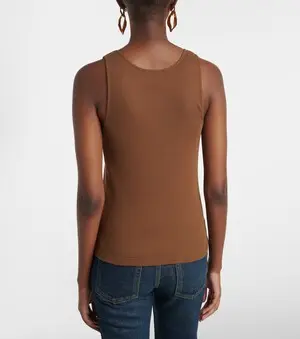 Saint Laurent Cassandre Cotton Jersey Tank Top - Brown