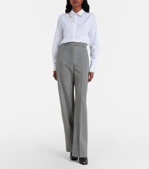 Alexander McQueen Gingham Wool Wide-leg Trousers