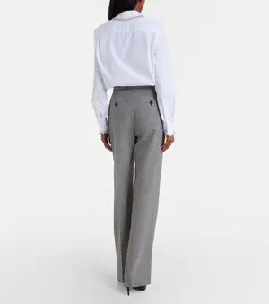 Alexander McQueen Gingham Wool Wide-leg Trousers