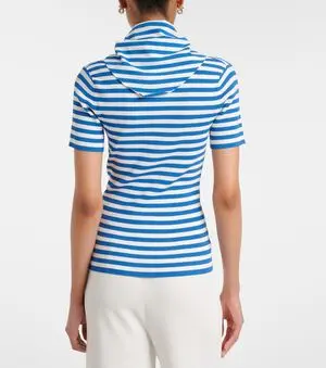 Max Mara Striped V-neck Knit Top With Detachable Scarf
