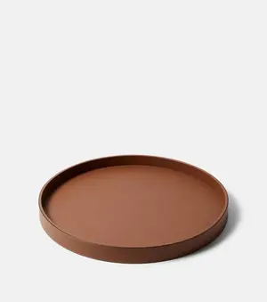 GIOBAGNARA Polo Large Leather Tray - Brown