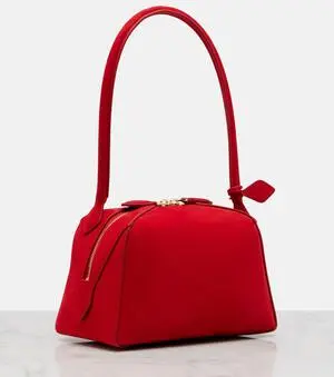 Alaïa Le Bouledogue Small Suede Shoulder Bag - Red