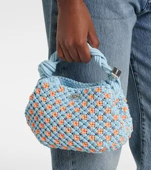 GANNI Bou Mini Woven Top-handle Bag - Blue