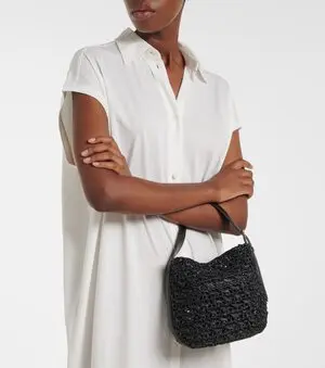 TOTEME Small Belted Raffia Top-handle Bag - Black