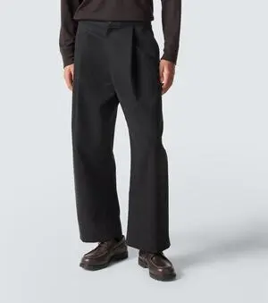 Studio Nicholson Sorte Cotton Wide-leg Pants - Black