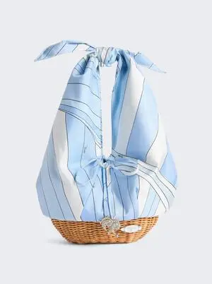 Emilio Pucci Printed Silk Twill And Wicker Handbag