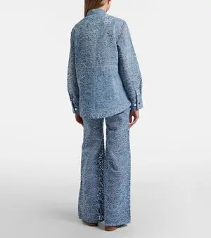 Veronica Beard Taylor Floral Wide-leg Jeans