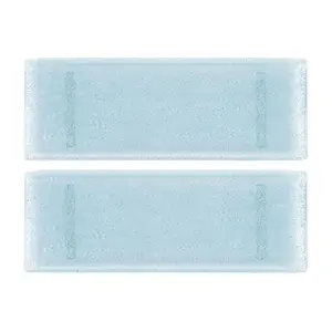 Turgla Home Glass Dinnerware Rectangular Glass Platter Set Of Two - Blue