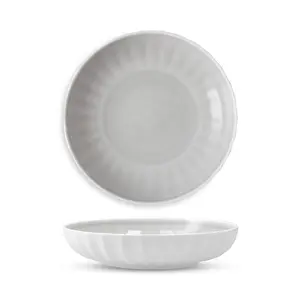 FORTESSA Blyss Bone China Low Dinner Bowl, Set Of 4 - Gray