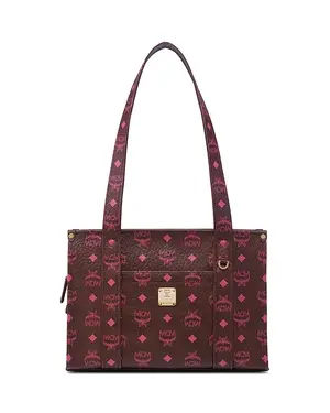 Mcm Aren Vi Small Monogrammed Tote Bag