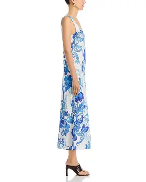 Johnny Was Printed Linen Midi Dress