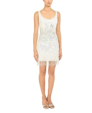 Jenny Packham Noella Sequin Embellished Fringed Mini Dress