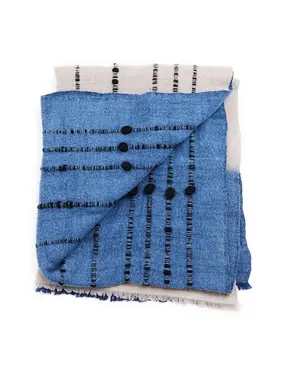 STUDIO VARIOUSLY Hand Knotted Merino Textured Mari Throw Blanket - Blue