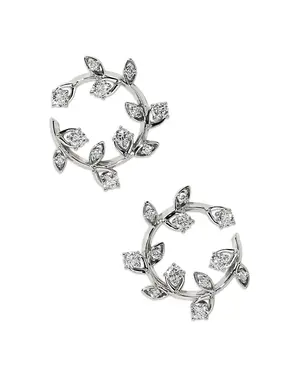 NADRI Nadri Cubic Zirconia Embellished Leaf Hoop Earrings