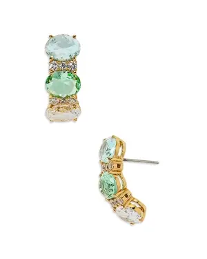 Nadri Mojito Oval Crystal J Hoop Earrings - Gold