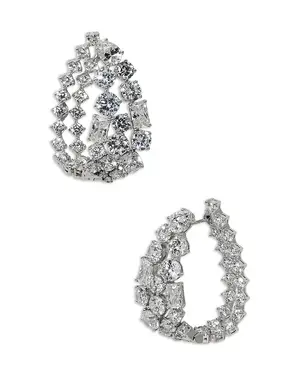 Nadri Crystal Hoop Earrings - Rhodium