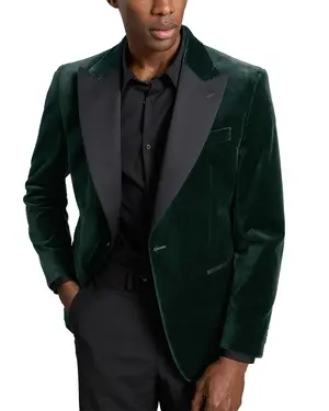 Ted Baker London Webster Modern Velvet Jacket With Satin Lapel - Green