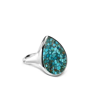 Ippolita Sterling Sculptured Teardrop Ring With Turquoise - Silver