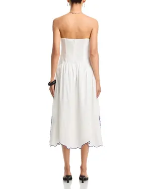 Moon River Strapless Eyelet Midi Dress
