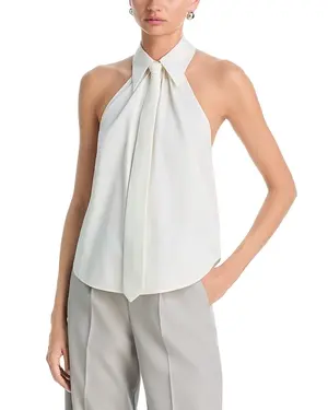 L'Agence Wren Halter Top With Necktie Detail