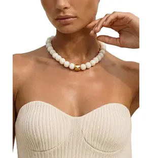 Ettika Power Bead Statement Necklace - Bone
