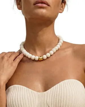 Ettika Power Bead Statement Necklace - Bone